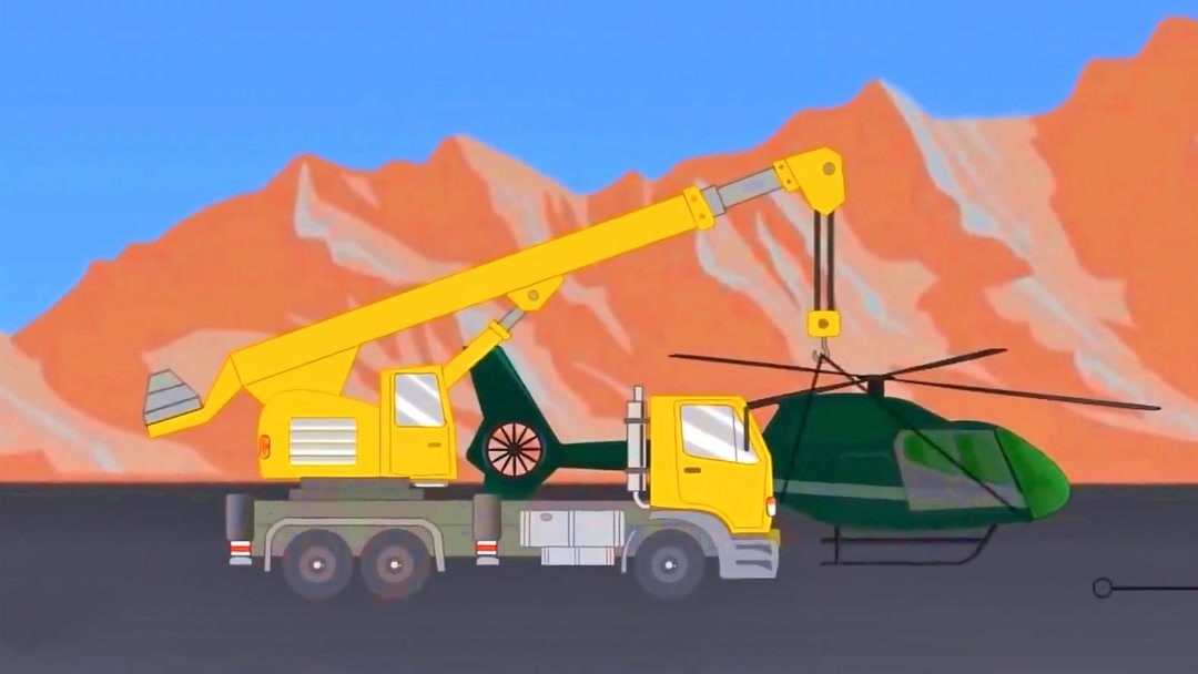 变形工程车动画 消防车变身吊车修理飞机