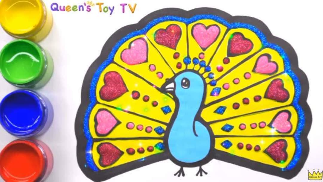 学习孔雀开屏绘画图 学习颜色和素描