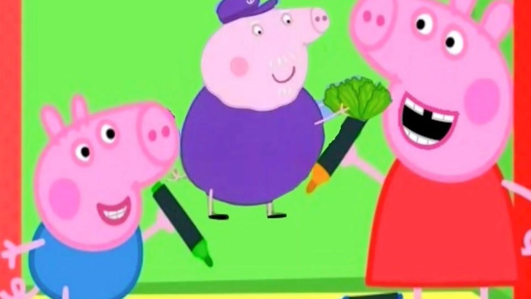 小猪佩奇简笔画填色,可爱的猪爷爷