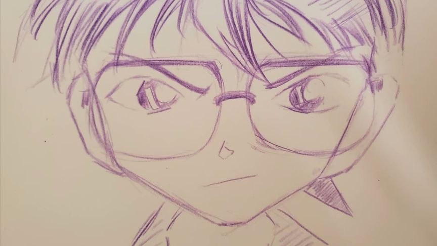 名侦探柯南:手绘柯南,小柯果然这种眼神最帅啦哈哈哈