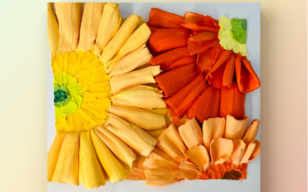 【油画棒小画】第一次尝试画立体小花花,太好玩啦!临摹学习:德翼