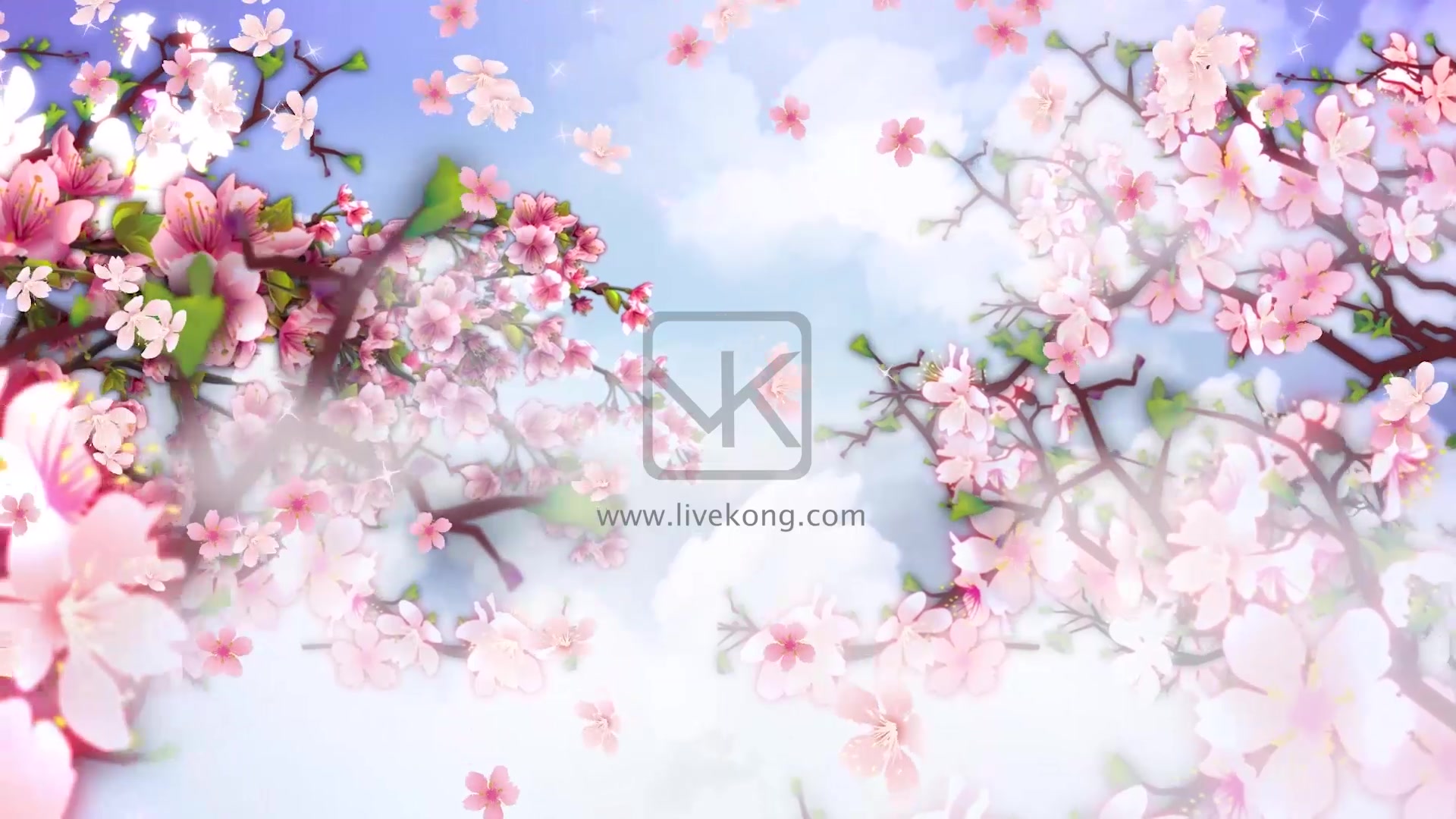 歌曲绒花led演出大屏视频背景桃花朵朵唯美浪漫桃花樱花舞台视频背景