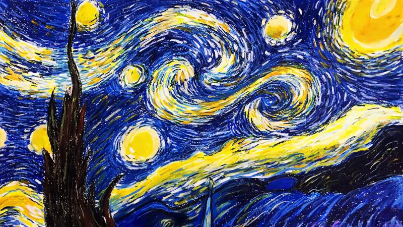 油画棒画《星空》,都来围观吧!