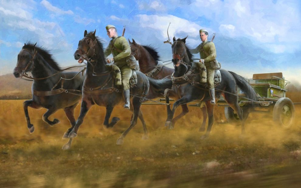 ... ICM 35481 苏联马匹 牵引limber 52-R-353M火炮拖车 (不含火炮)评 1/...