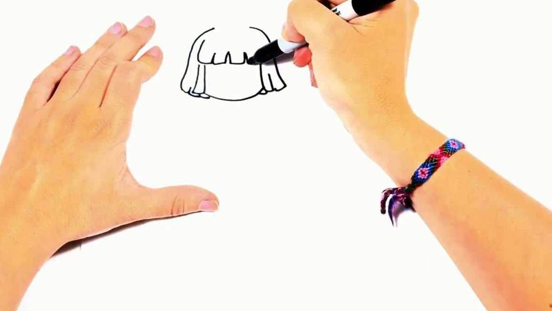 Y-06儿童绘画.小女孩.小熊.简笔画