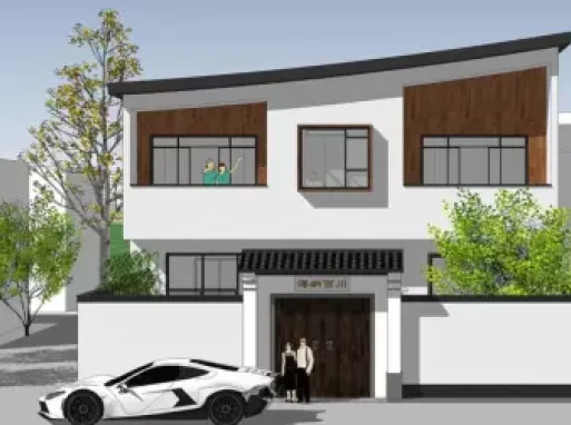 新中式农村建房设计, 这大门真的太豪了。