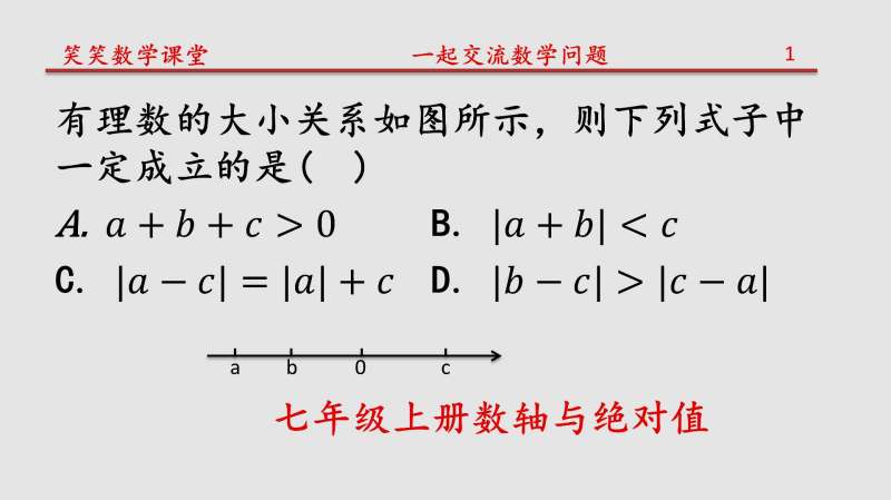 七年级数学上册,有理数中数轴和绝对值运算,常考题目却容易出错