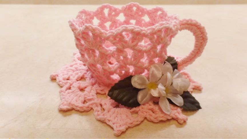 钩针如何用钩针装饰茶杯和碟型教程