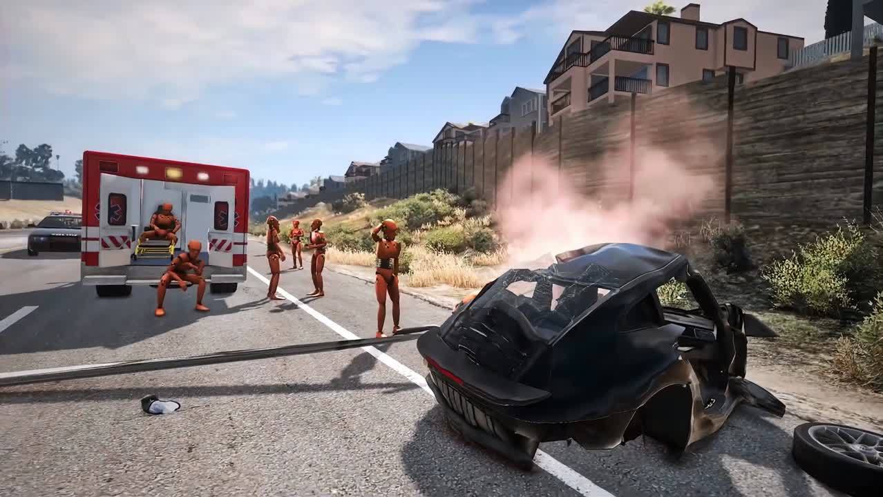 BeamNG:喝酒不开车,保时捷911端直冲向水泥墙壁,还原撞车事故