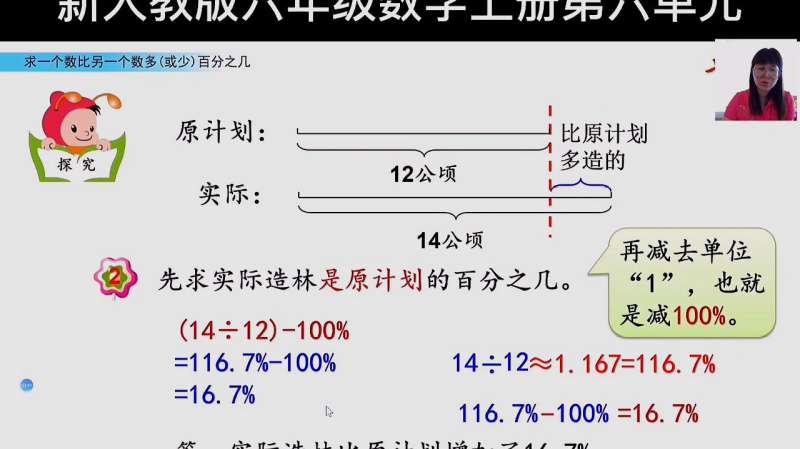 六年级数学上第六单元第4课求一个数比另一个数多(少)百分之几