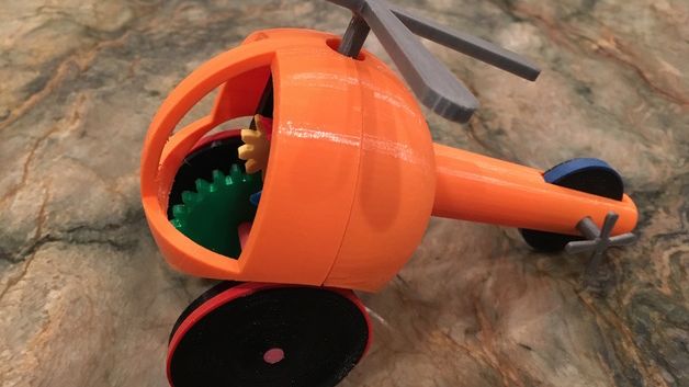 拖拉式小小直升机模型玩具3D打印图纸 STL格式