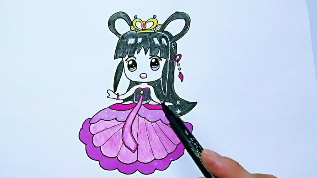 漂亮的叶罗丽公主简笔画,画完后动了起来,有趣的动态表情简笔画