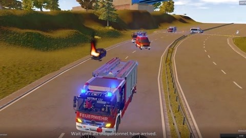 模拟消防车救援:消防车快速到达,快救援!