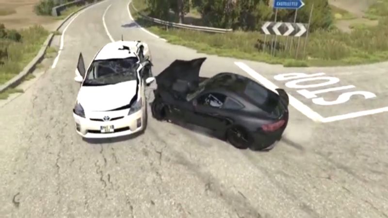 车祸模拟:真实汽车模型开足马力物理碰撞实验,下场真惨