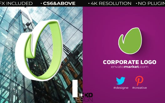 AE模板-3D旋转特效的动态LOGO片头模板动态徽标视频动态标识视频...