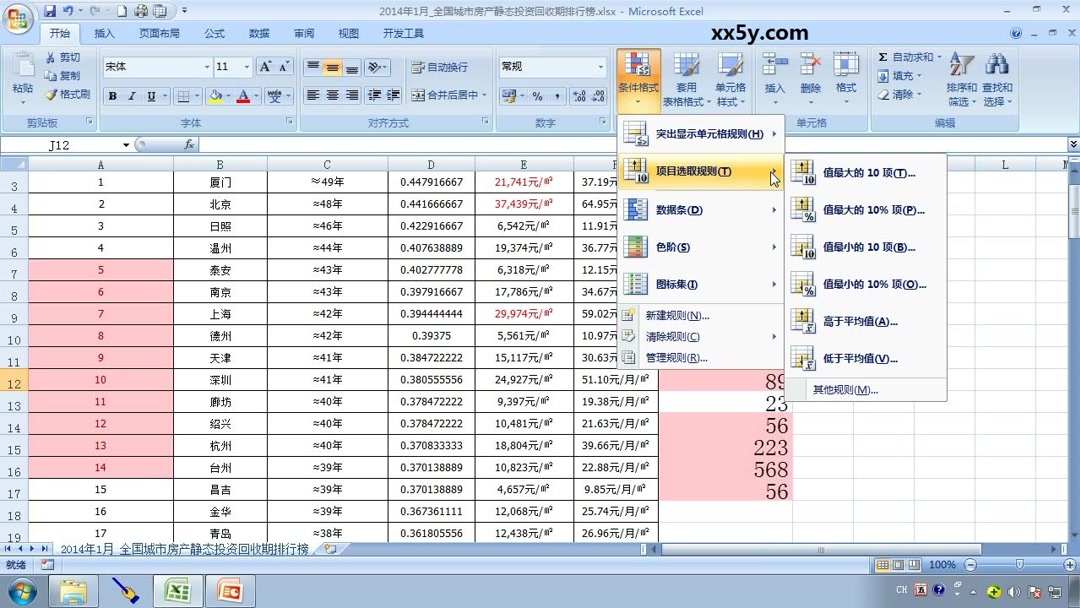 excel透视表教程8.条件格式