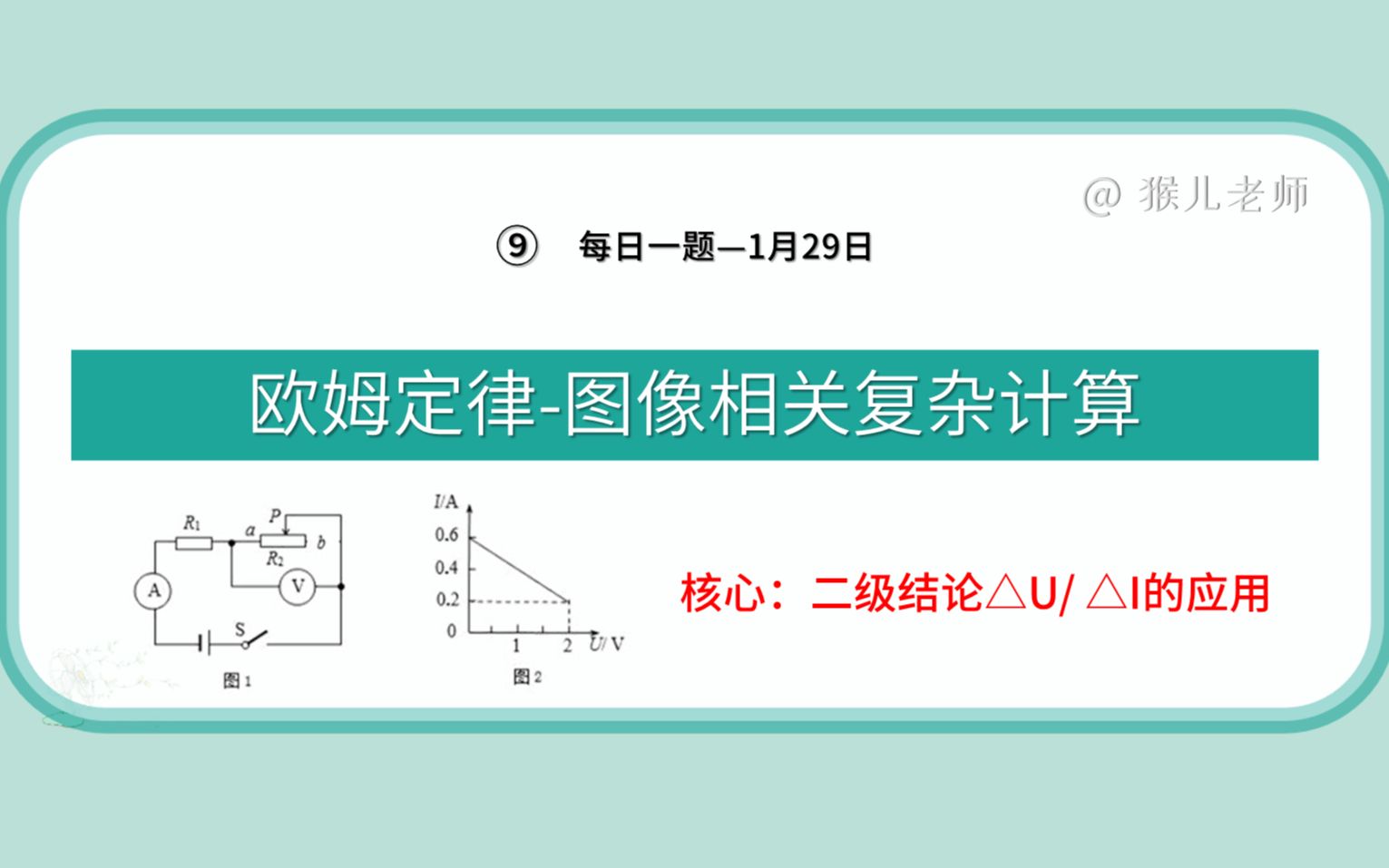 【初三物理】每日一题,复杂图像的欧姆定律计算,熟练运用△U/△I,秒解