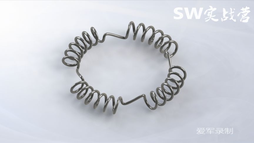 SolidWorks建模视频教程,四边弹簧,扫描路径和合曲线绘制