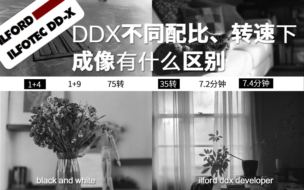 使用DDX显影液不同配比、不同转速、不同时间冲洗底片