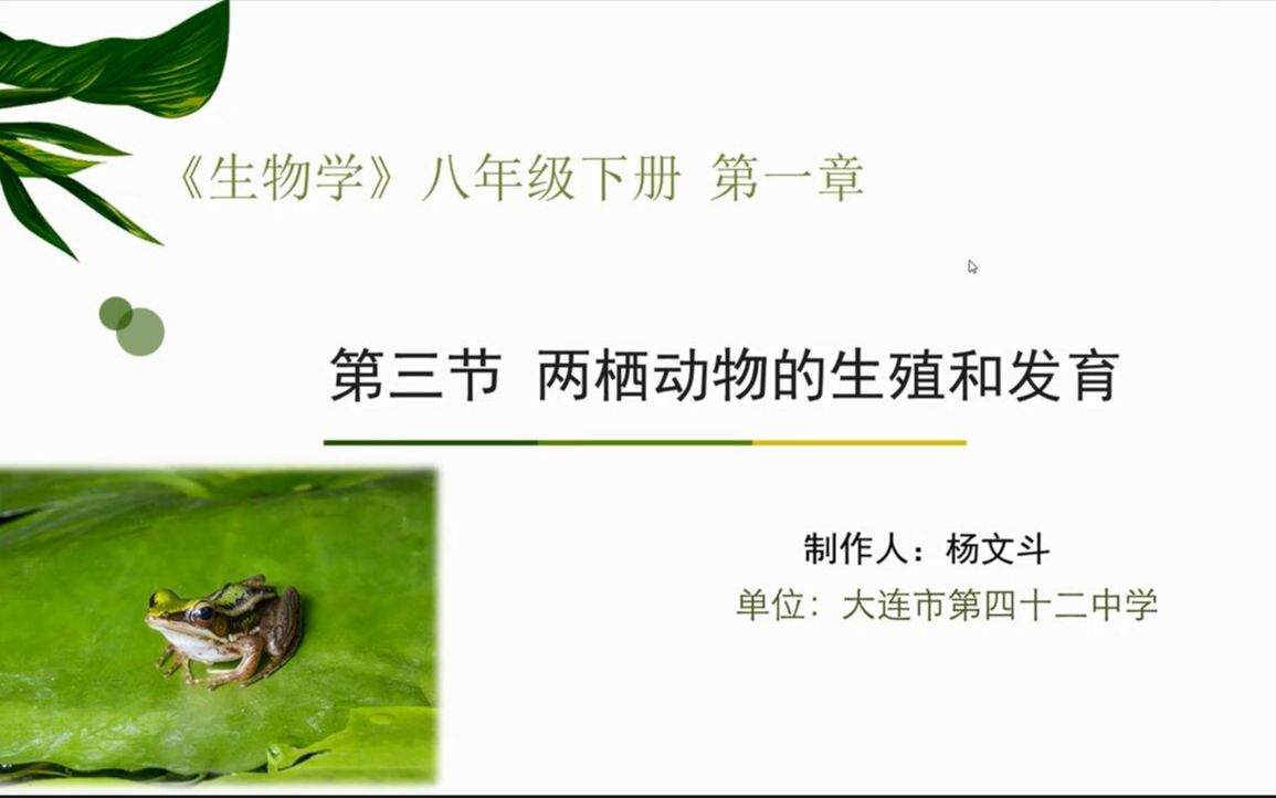 初二生物 3 两栖动物生殖发育