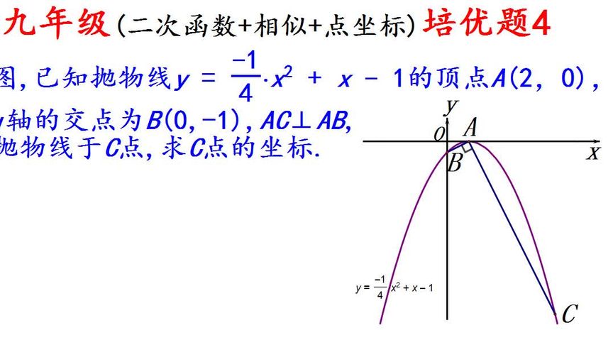 九年级(二次函数+相似+勾股定理+点的坐标)培优题4.