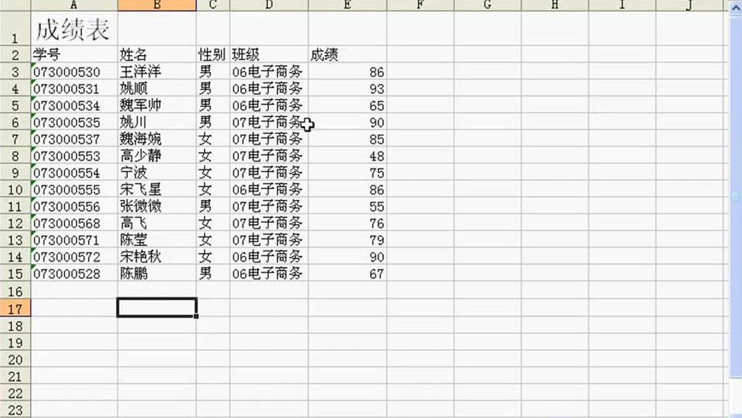 excel2003表格中怎么隐藏一行或一列单元格