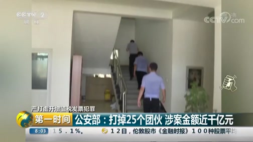 [第一时间]严打虚开增值税发票犯罪 公安部:打掉25个团伙 涉案金额近...