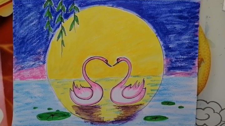 《月儿圆圆中秋之夜》儿童画