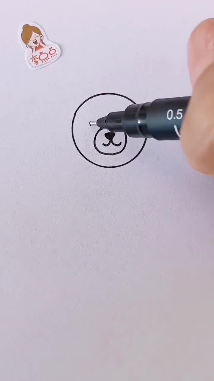 一个硬币四个6,画一只可爱的小熊,