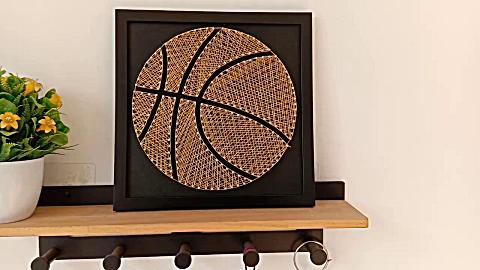 足球篮球 钉子绕线画 diy材料包或成品 学生手工课装饰画 缠绕画