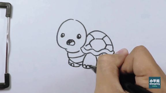 简笔画教学:一分钟画一只简单可爱的小乌龟,简单的儿童绘画