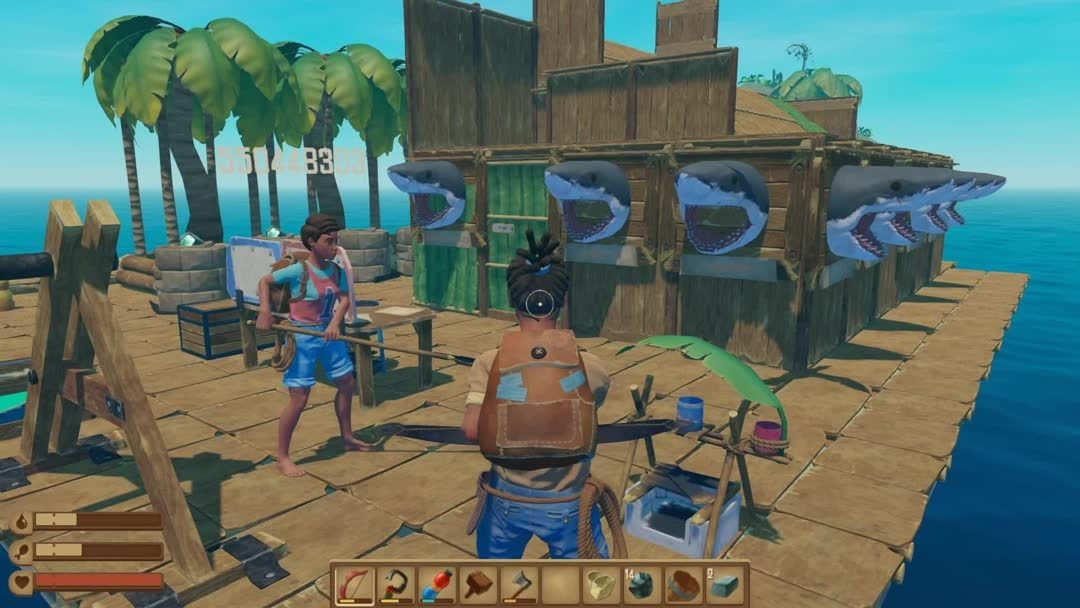 木筏求生-大海生存第95期 没有鲨鱼下海底就放心了!