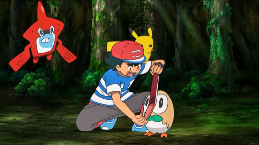 宝可梦日月:小智扯开木木枭嘴巴,快吐出来!吃了就不能进化了!