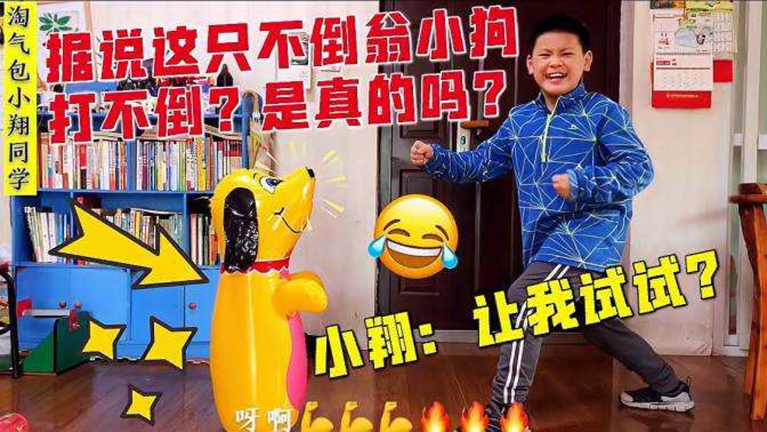 不倒翁你们玩过吗?老爸花16买个小狗版不倒翁玩具,真打不倒吗?