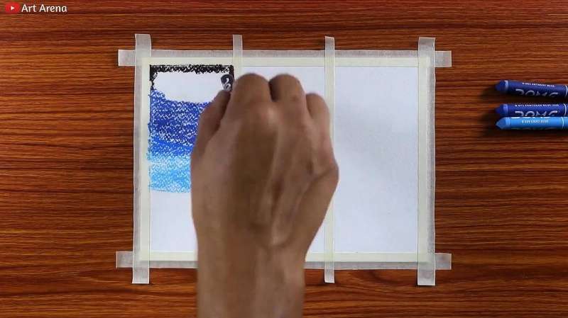 用油画棒一步一步的绘制美丽的风景画,绘画教程,适合初学者