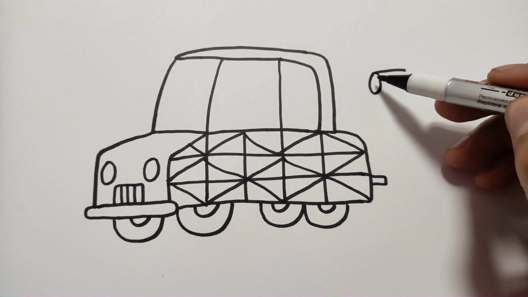 儿童简笔画教程,画一辆小汽车和小猪佩奇,3-12岁小朋友学画画