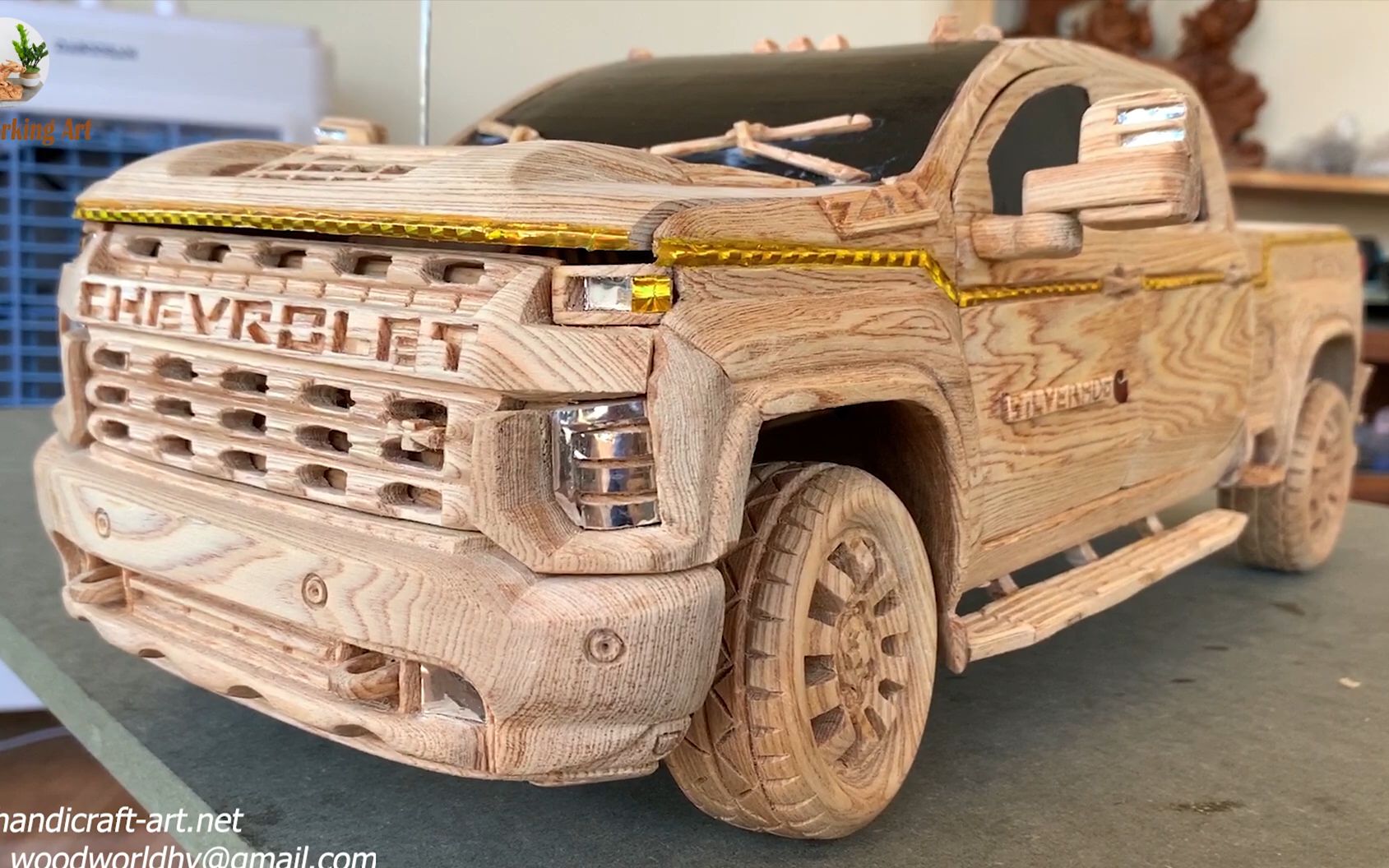 越南大神手工制作木制雪佛兰SILVERADO皮卡模型