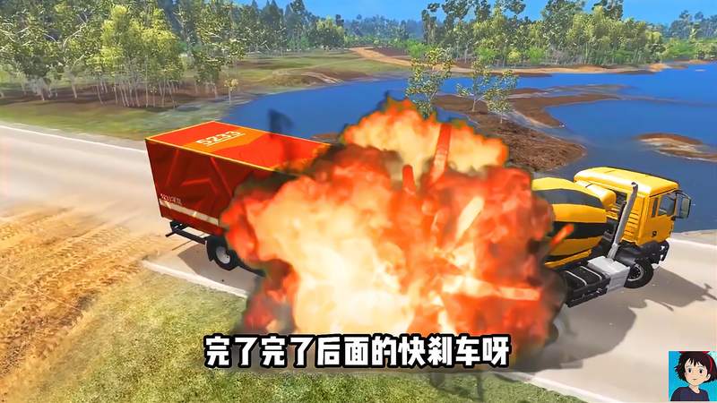 车祸模拟器:两车相撞发生了爆炸还把路给炸塌了