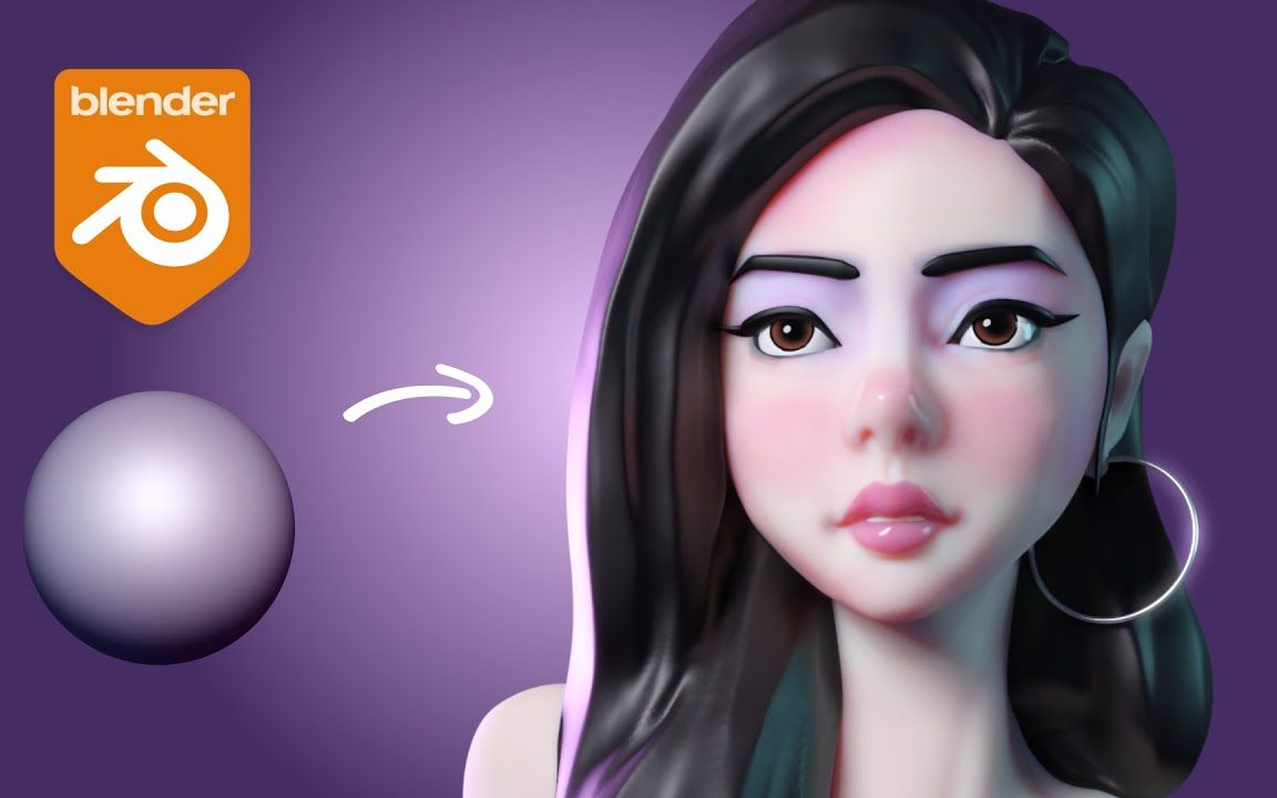 Blender 动漫风格女孩雕刻建模过程