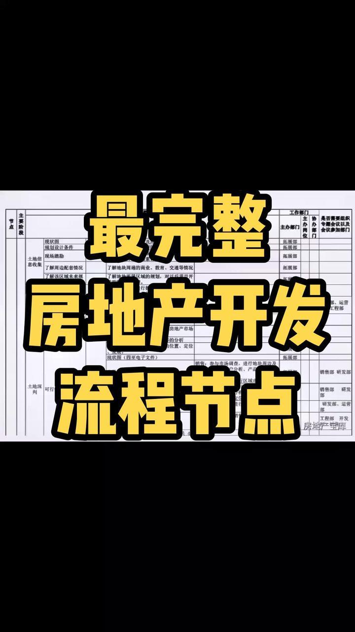 最完整房地产开发流程节点