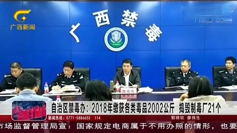 自治区禁毒办:2018年缴获各类毒品2002公斤,捣毁制毒厂21个