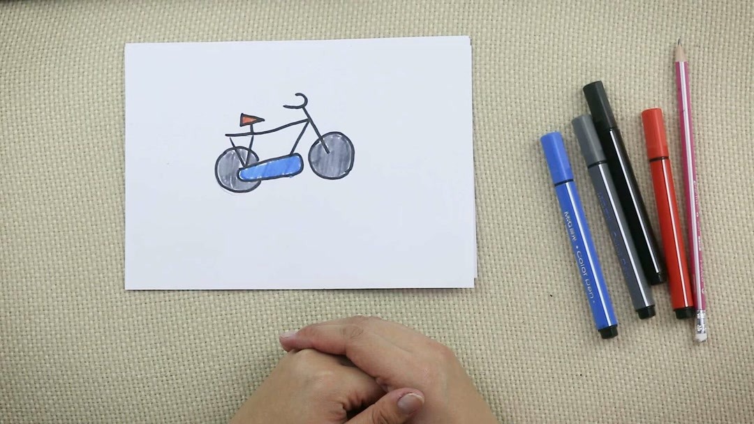 幼儿园手工课 亲子互动手工 简笔画自行车