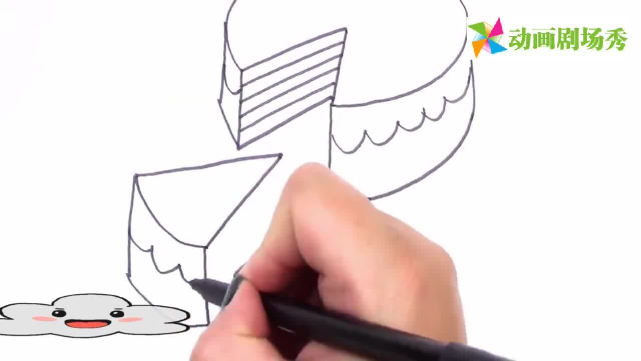DIY绘画蛋糕图像并用水果蔬菜模型堆出字母形状