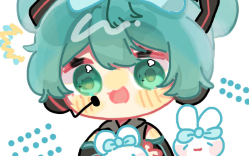 【指绘/miku】miku和玉桂狗的联动太可爱啦忍不住画了!