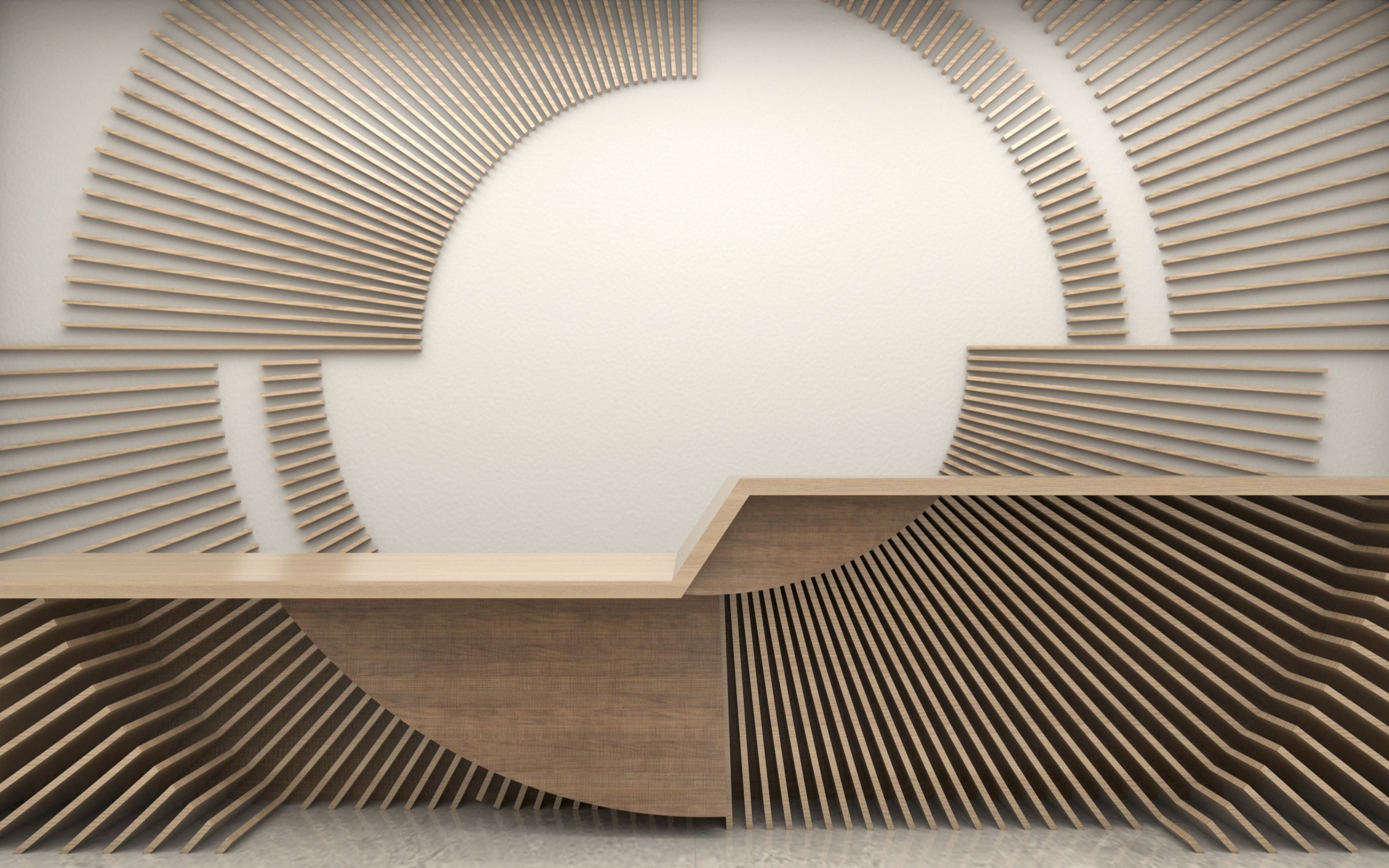 3DMAX圆环格栅墙接待台建模