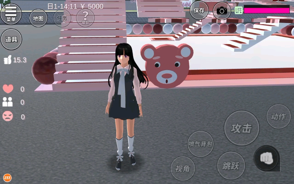 樱花校园模拟器跑酷小熊