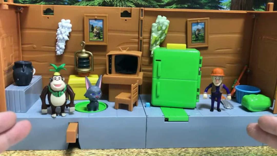 熊出没主题玩具光头强的小屋少儿动画片场景模拟