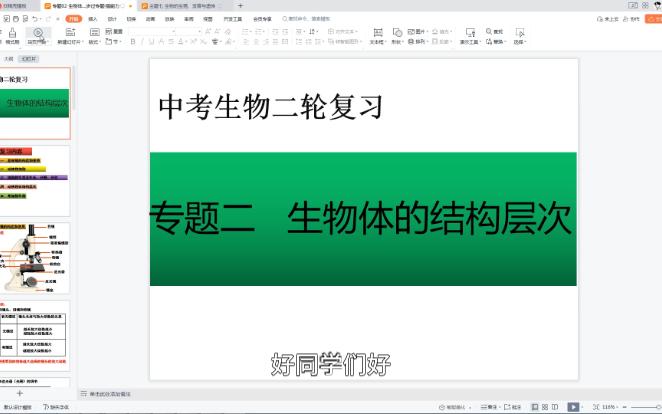 中考生物二轮复习专题二生物体的结构层次