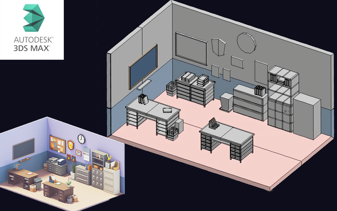 【3Dmax室内建模】从拉box开始教你办公室模型制作,贴图+材质+渲染...