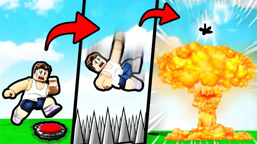 Roblox挑战模拟器:楼顶的大摆锤太猛了!居然发现了神秘洞穴!